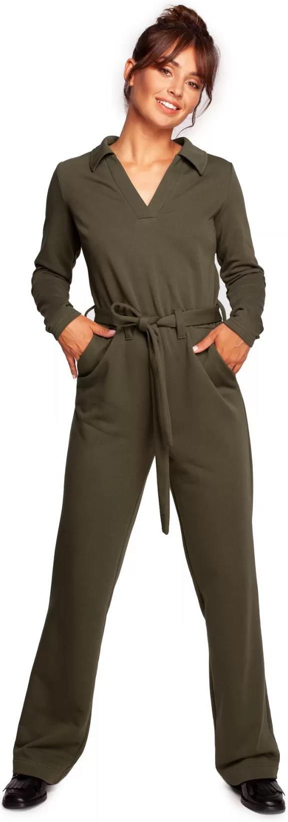 B248 Kombinezon z Kołnierzem i Paskiem - Oliwkowy XL (42) oliwkowy ...