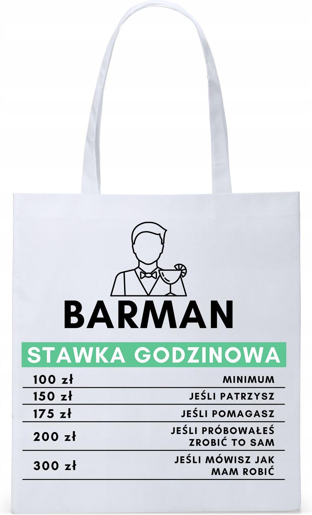 DLA BARMANA BARTENDER TORBA ECO BIAŁA SHOPPER z Nadrukiem ze Zdjęciem ...