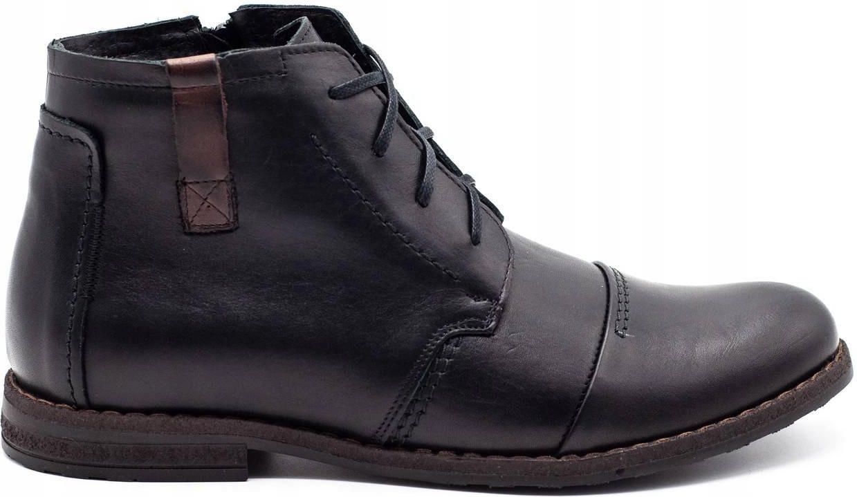 Buty męskie zimowe trzewiki skórzane ocieplane Polskie 315J czarne 42 - Ceny i opinie - Ceneo.pl
