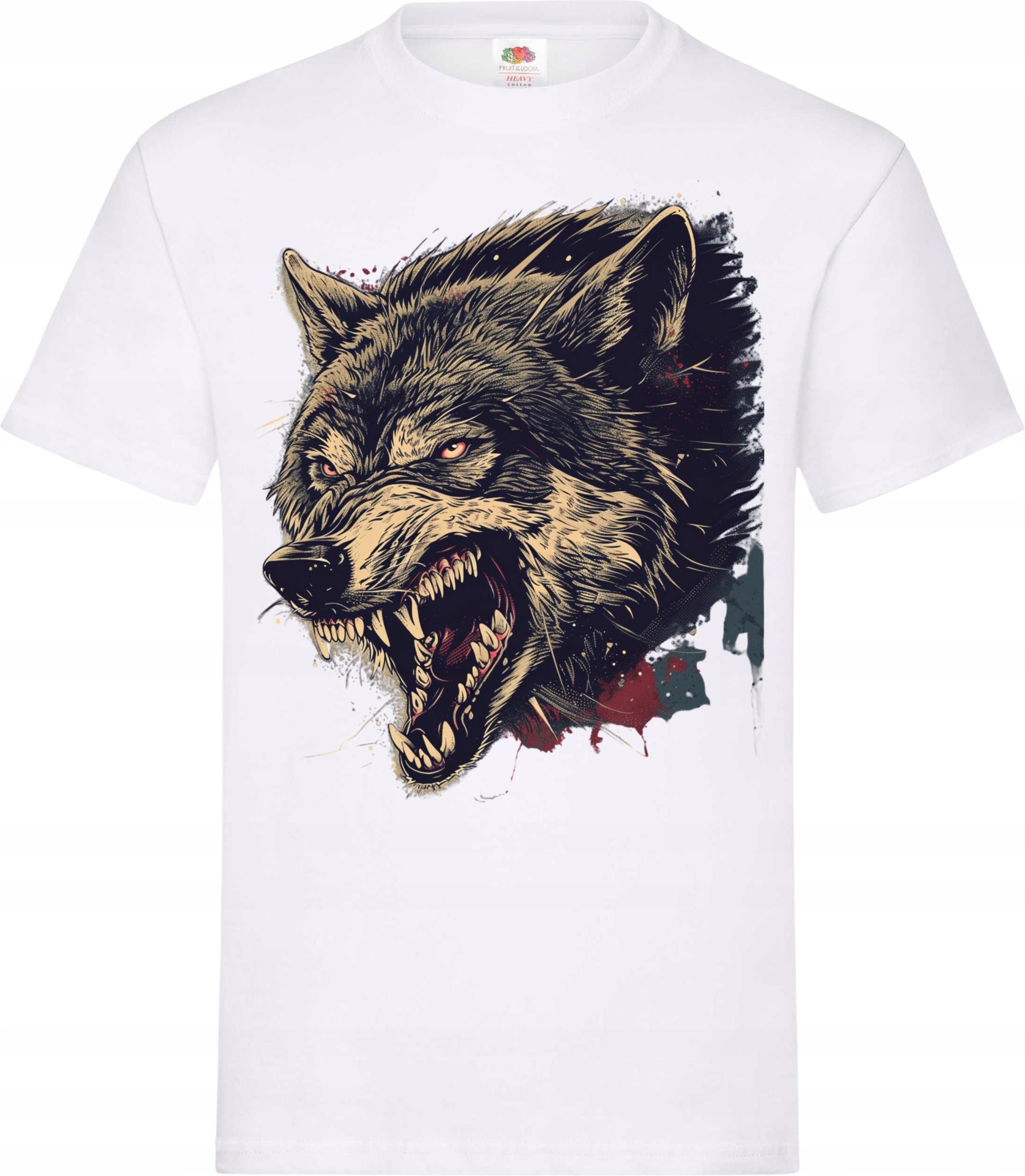 Koszulka męska z wilkiem agresywny silny groźny wilk 2 T-shirt męski ...