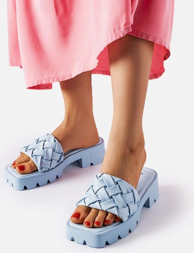 23087 Niebieskie klapki na masywnej podeszwie 37 - Ceny i opinie - Ceneo.pl