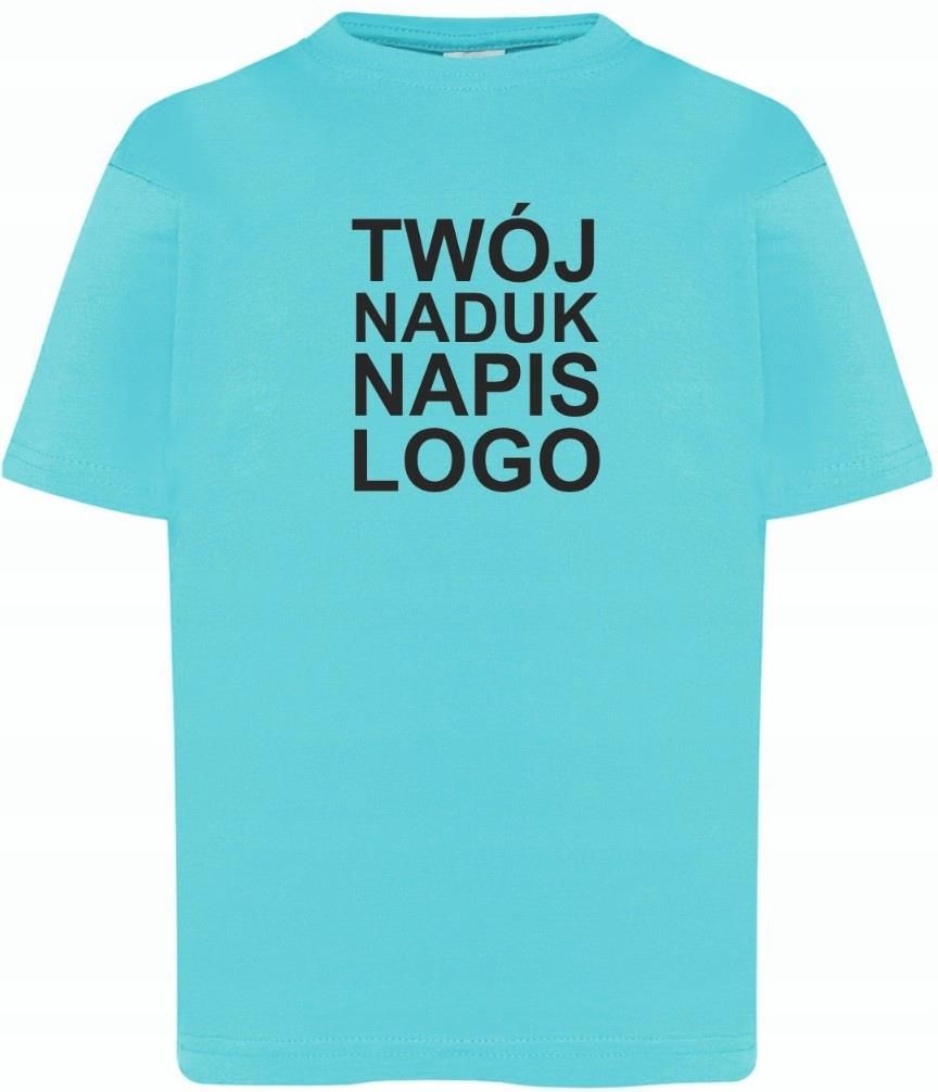Dziecięca koszulka T-shirt z twoim napisem nadrukiem logo turkusowa 12/14 - Ceny i opinie - Ceneo.pl