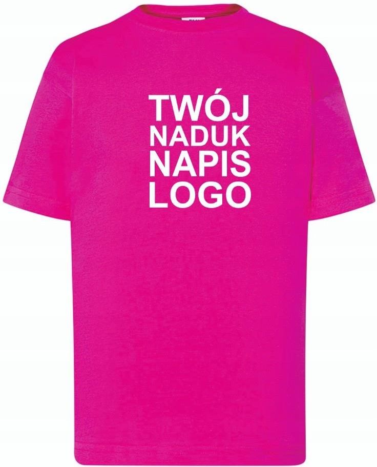 Dziecięca koszulka T-shirt z twoim napisem nadrukiem logo fuksja roz. 7/8 - Ceny i opinie - Ceneo.pl