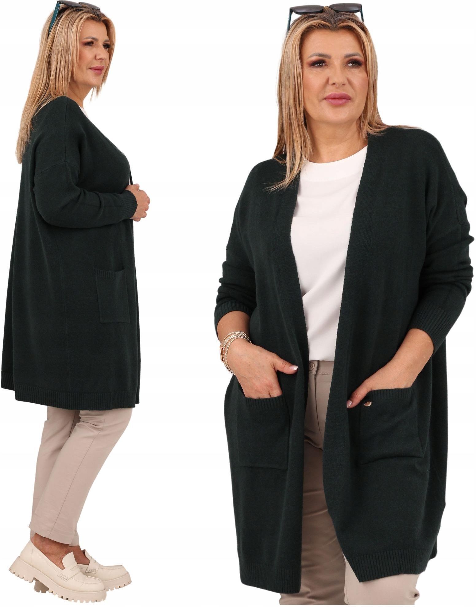 Modny Kardigan Duże Rozmiary Luźny Długi Oversize Sweter Prosty - Ceny ...