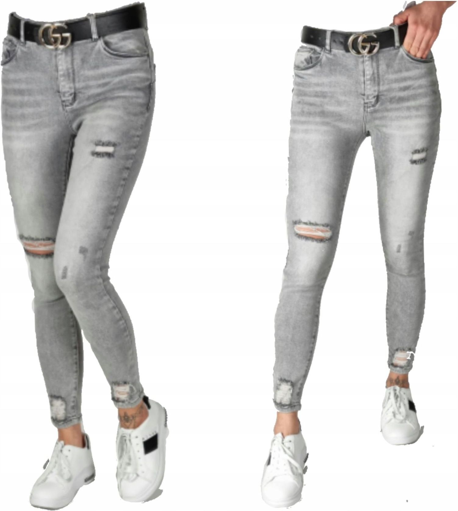 M.sara Spodnie Szare Jeansowe Z Dziurami Plus Size 33/2XL - Ceny i opinie - Ceneo.pl