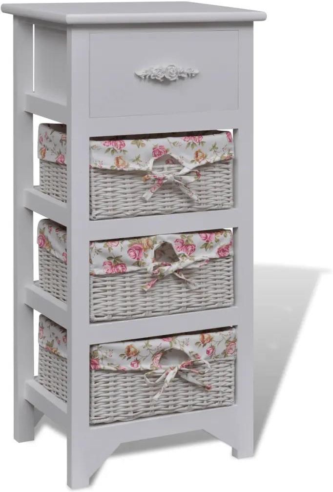 Zakito Home Szafka Drewniana Z Szufladą I Koszykami Biała 35X27X73,5 Cm ...