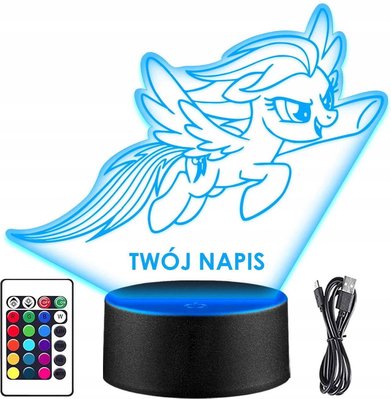 Lampka Nocna Led Rainbow Dash Pony 3D Pilot Urodziny Statuetka - Opinie ...