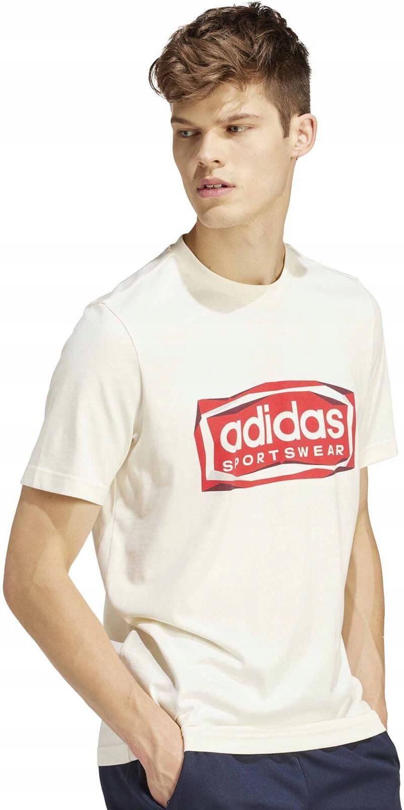 Adidas Sportswear IS2880 T-shirt Męska Koszulka Bawełniana Beżowa ...