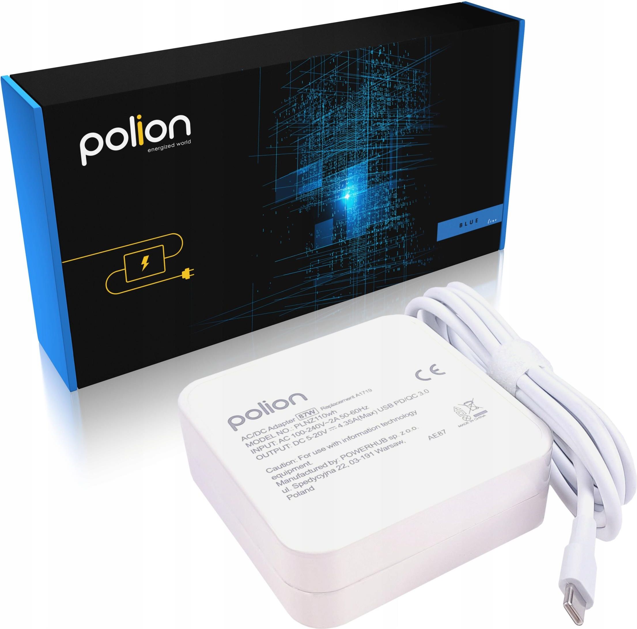 Zasilacz do laptopa Polion 87W do Apple MacBook Pro A1719 wtyk Usb-c ...