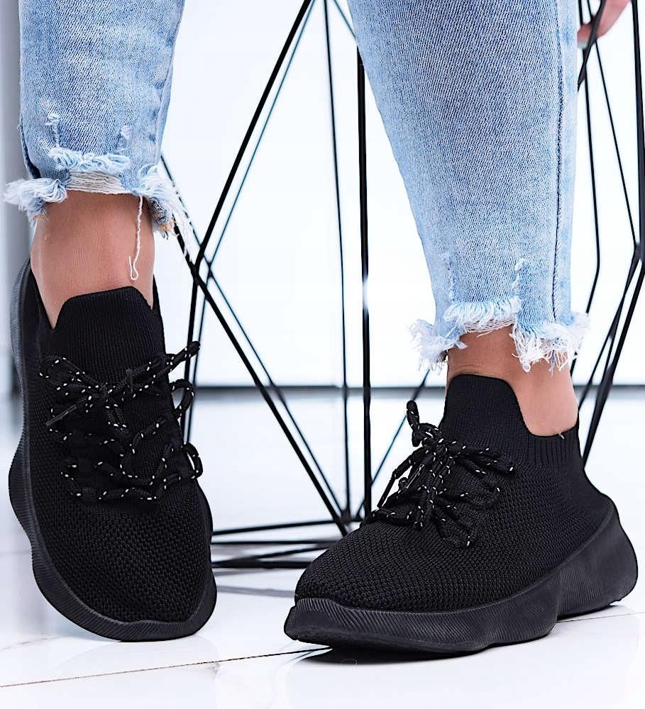 Wsuwane damskie buty sportowe Czarne elastyczne sneakersy 15917 37 ...