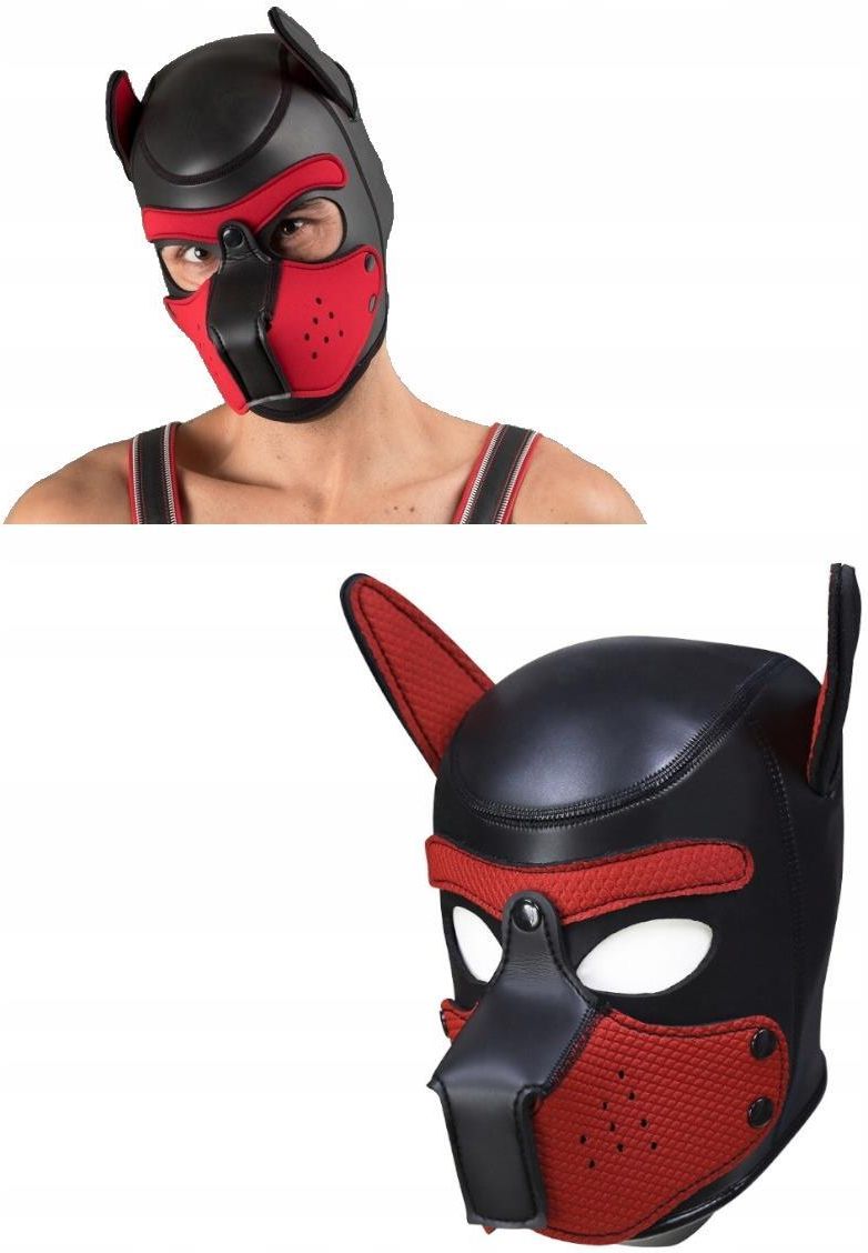 The Red Neoprenowa psia maska Fukr Puppy Neoprene Hood Black / Red ...