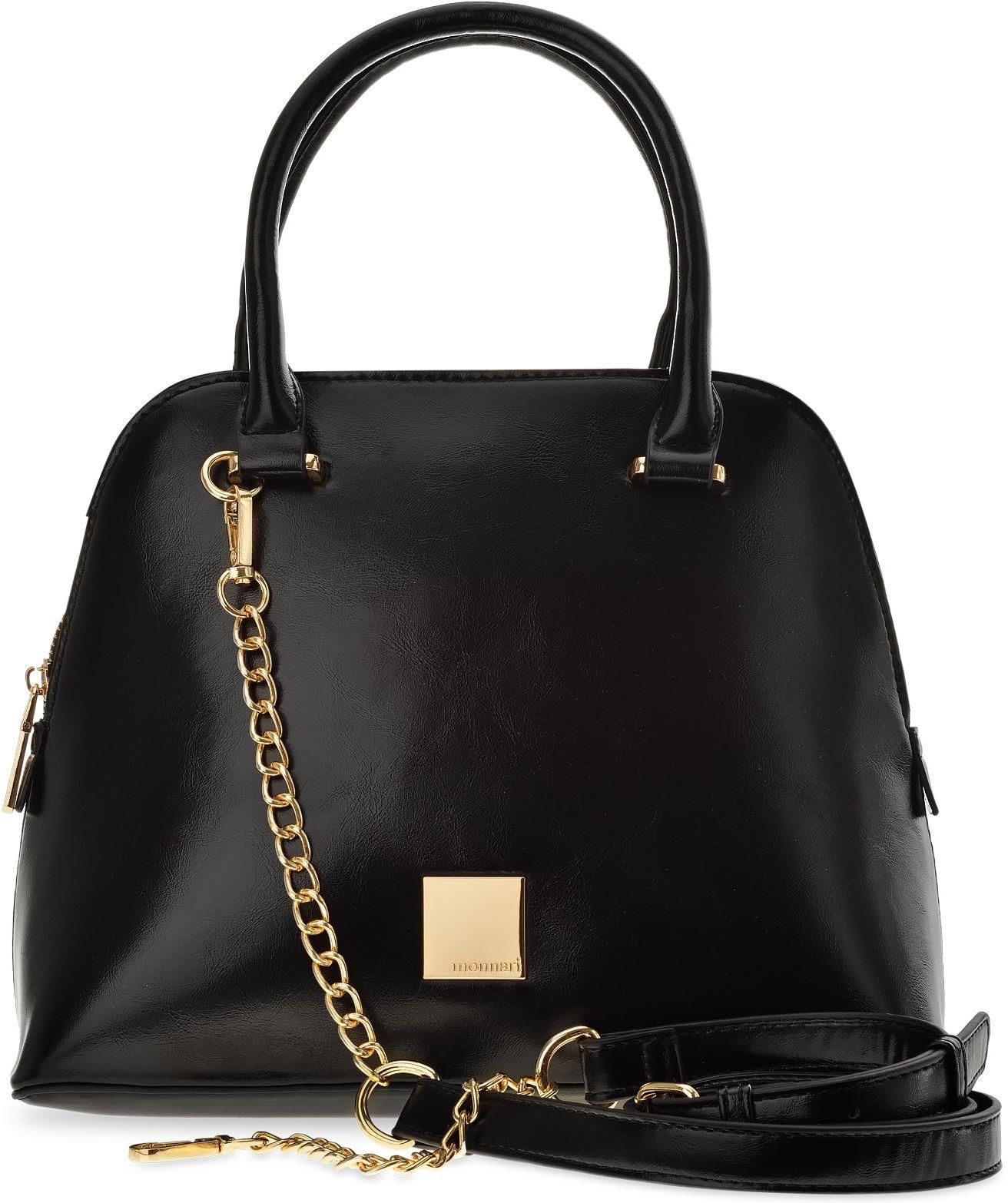 MONNARI mała aktówka klasyczna torebka damska kuferek elegancka torba na ramię - czarna - Ceny i ...