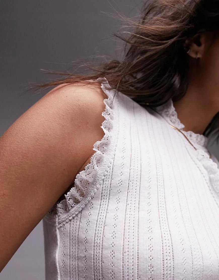 Topshop Biały Top Bez Rękawów Koronka JZ5 NJ1__M - Ceny i opinie - Ceneo.pl