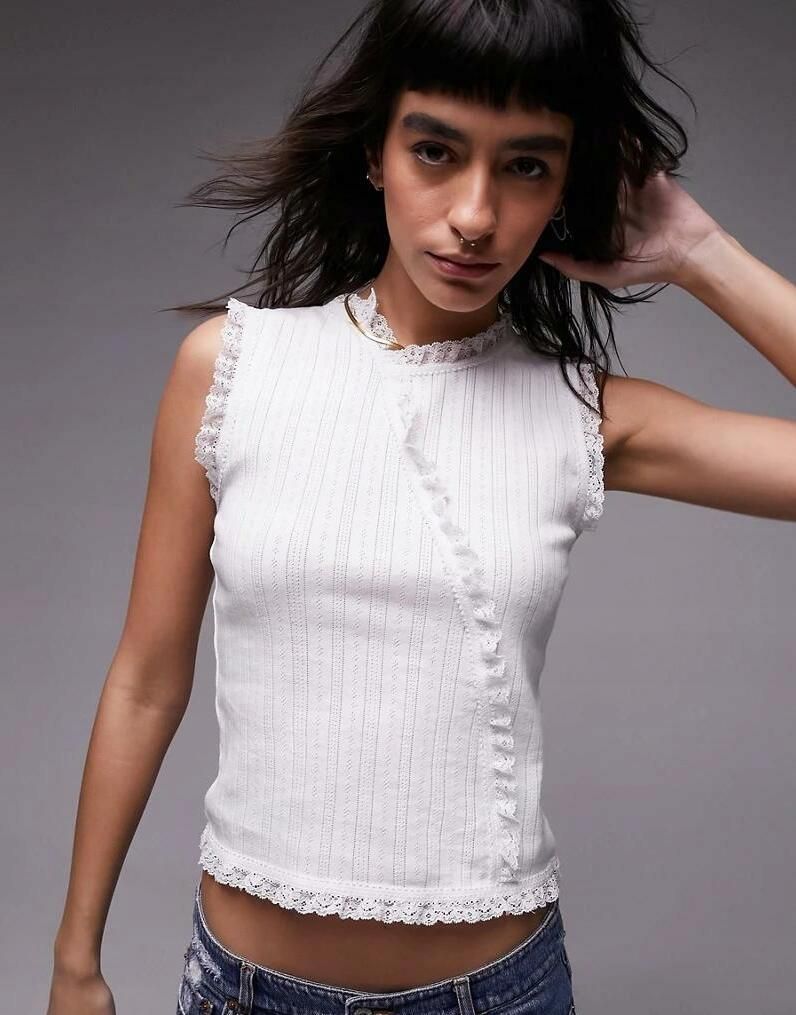 Topshop Biały Top Bez Rękawów Koronka JZ5 NJ1__M - Ceny i opinie - Ceneo.pl