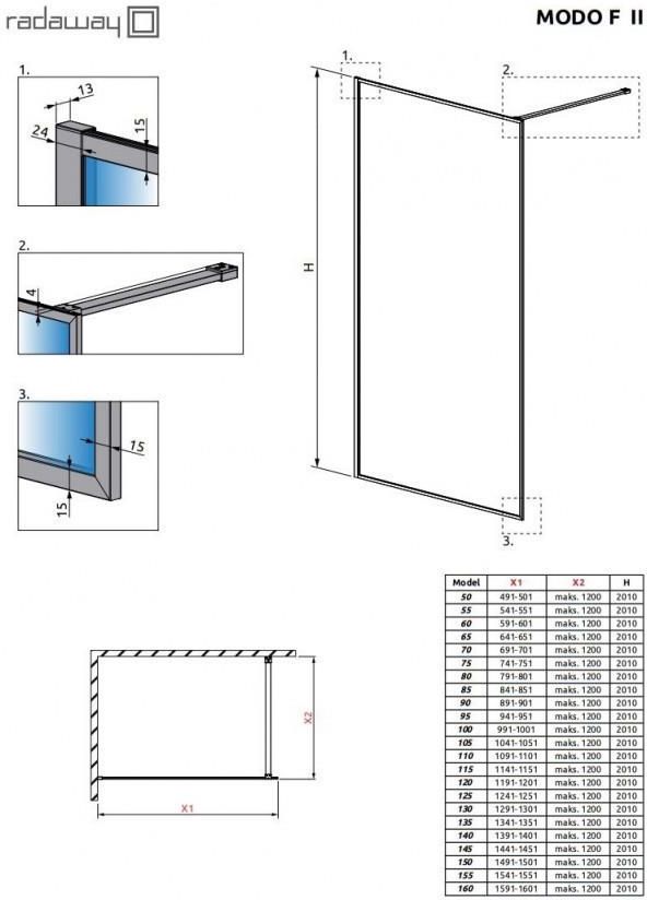 Kabina prysznicowa Radaway Modo F Ii 145cm Nikiel Szczotkowany ...