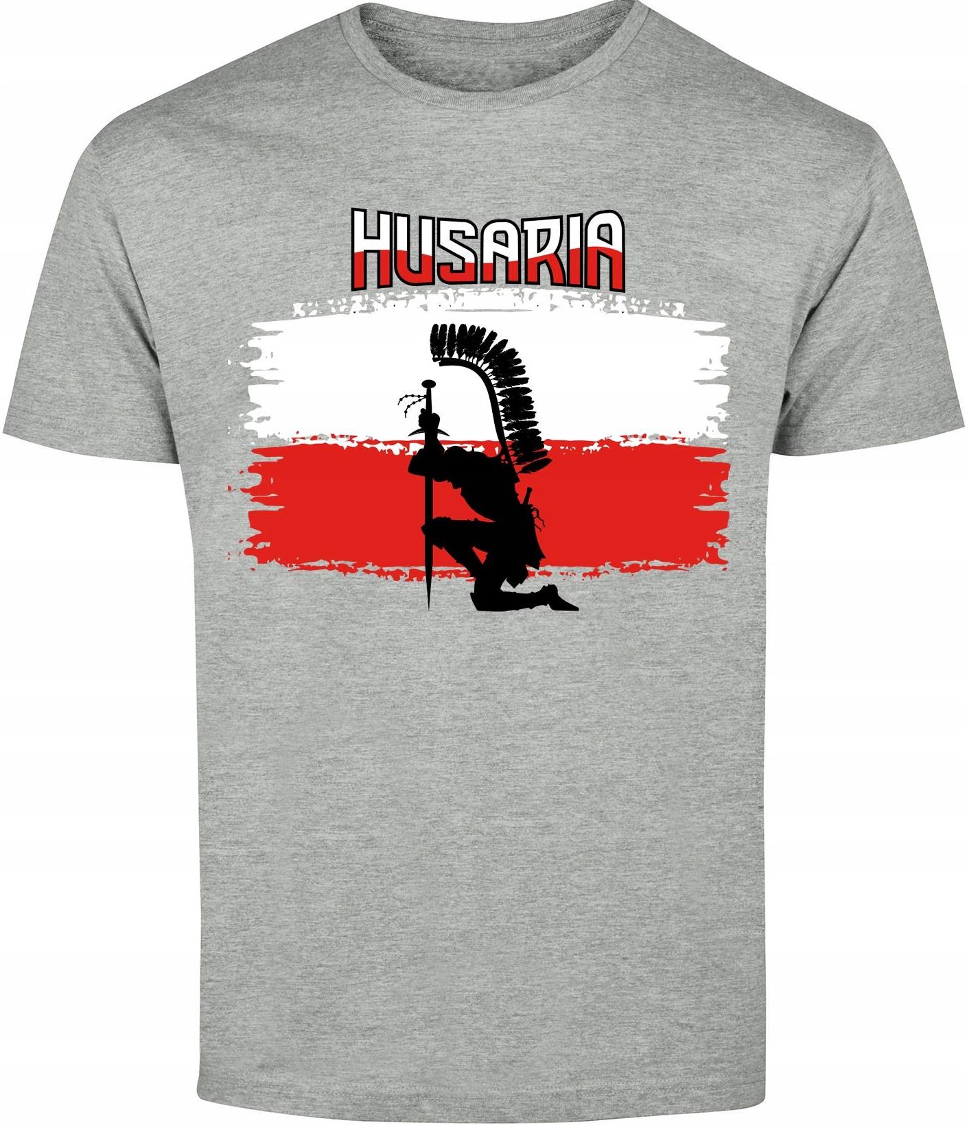 T-shirt Męski Husaria Polska Flaga Patriotyczna Koszulka Szara R-xl ...