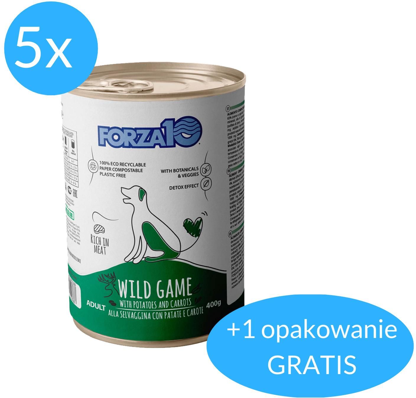 Karma Forza10 Maintenance mokra 5x400g + 400g GRATIS (2,4kg) dla psa : smak - z dziczyzną ...