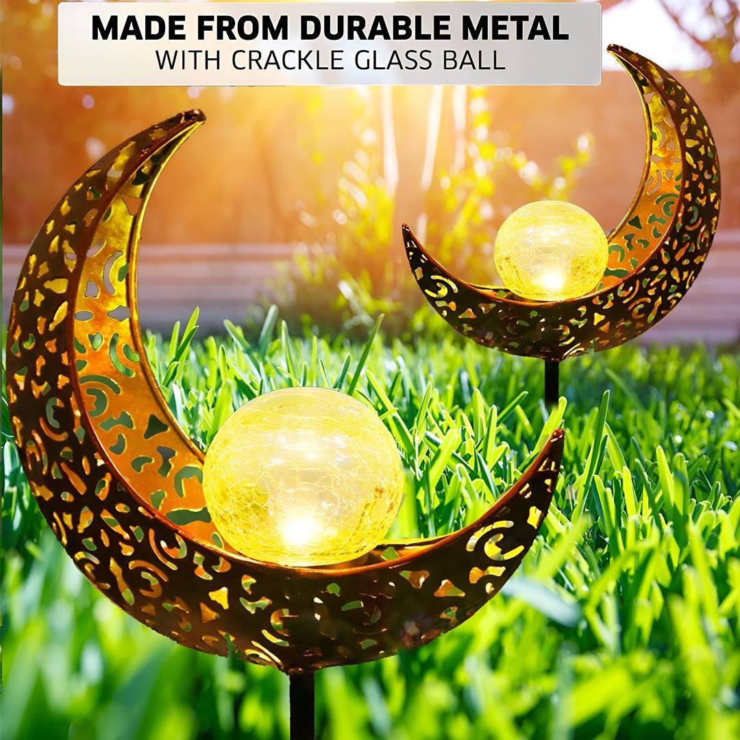 Solarne lampy ogrodowe w kształcie księżyca Ciepła biel 80cm 1szt ...