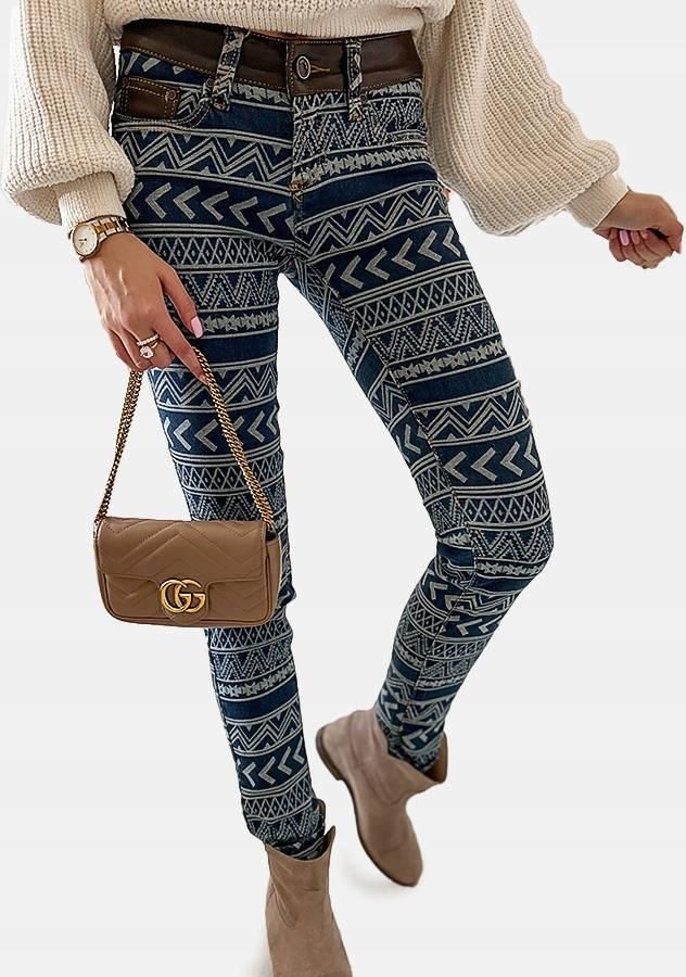 Spodnie damskie niebieskie wzorzyste w stylu boho XXXL - Ceny i opinie - Ceneo.pl