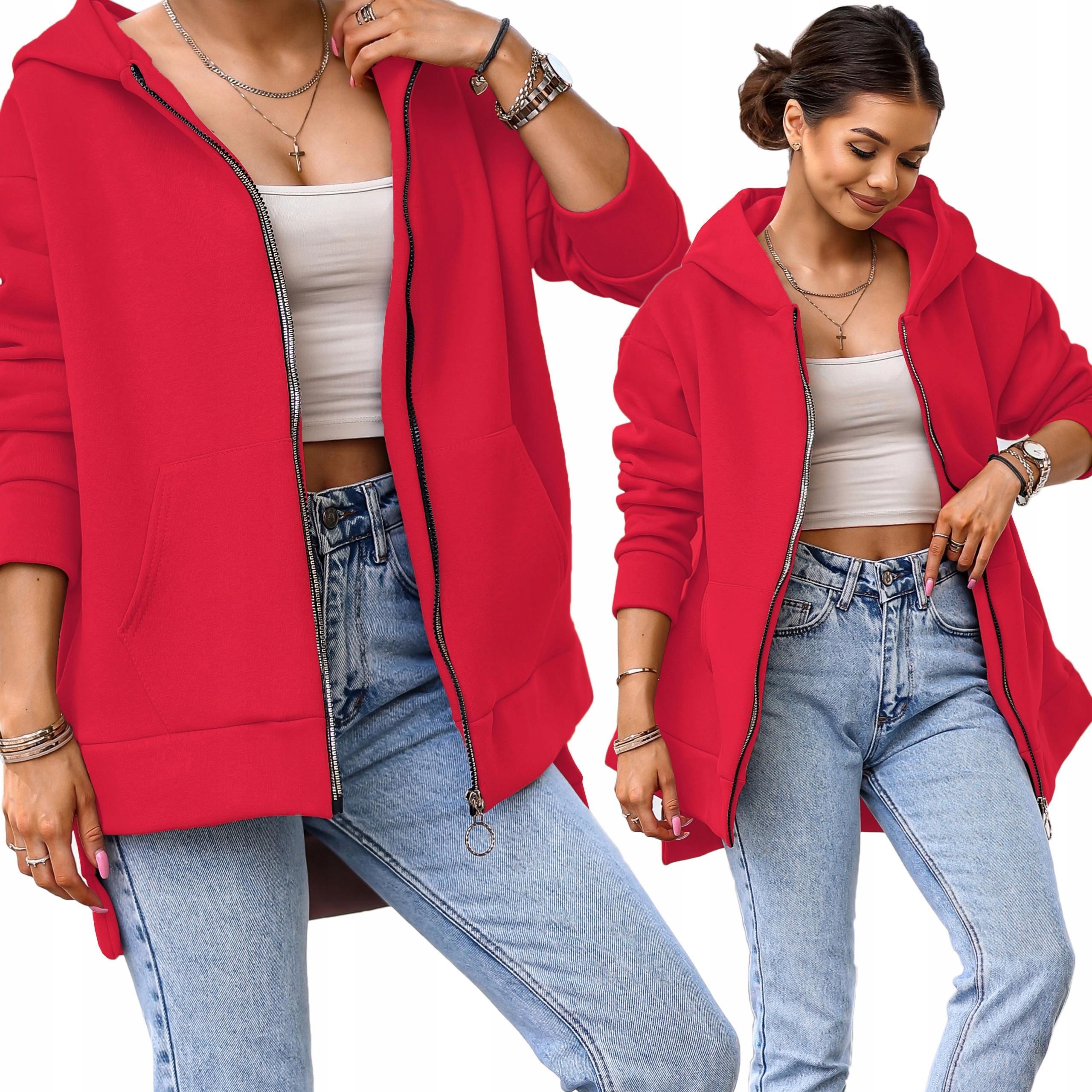 Bluza damska rozpinana oversize Z Kapturem kieszenie Naszywka na zamek - Ceny i opinie - Ceneo.pl