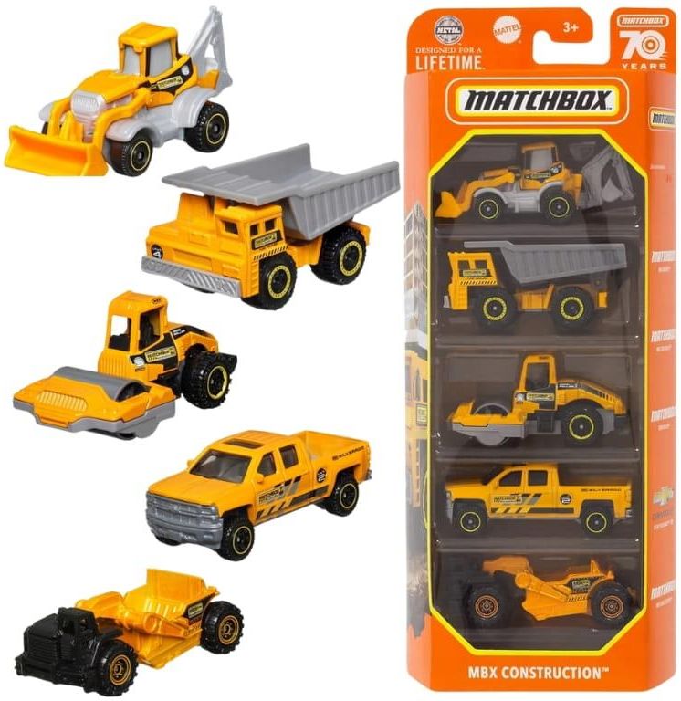 Matchbox Construction 5 Samochodów Pojazdów Zestaw Prezentowy Auta ...