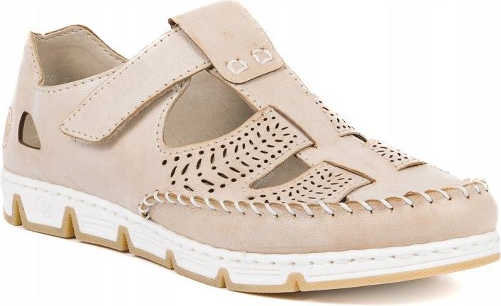 Damskie półbuty Rieker 49958-61 beżowe oddychające na rzepy r. 40 ...