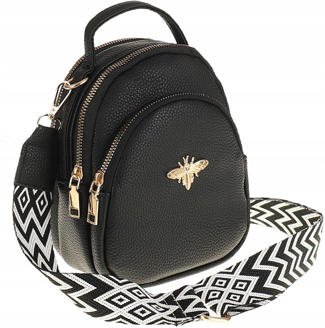 Sara Moda Włoska Torebka Damska listonoszka na ramię nerka 5096 Black ...