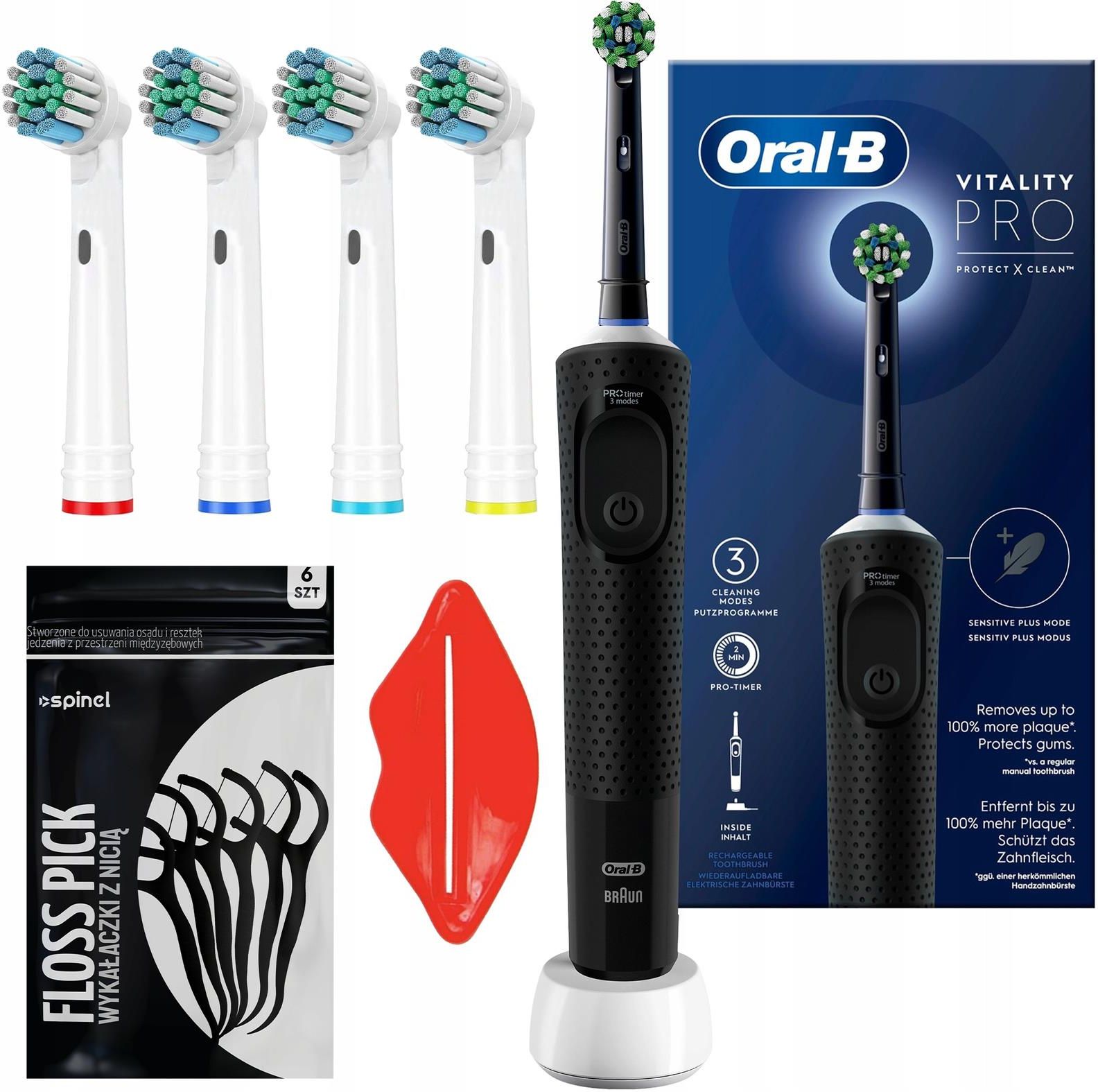 Szczoteczka Elektryczna Oral-B Vitality Pro D103 Protect X Clean (Cross Action Black) + 4 ...