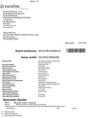 Hiro.Lab Lion'S Mane Extract 25:1 500Mg 60Kaps - Opinie i ceny na Ceneo.pl