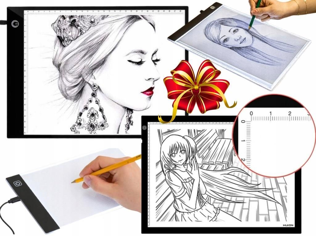 Tablet TABLET GRAFICZNY Deska Kreślarska Do Rysowania LED WSPANIAŁY ...