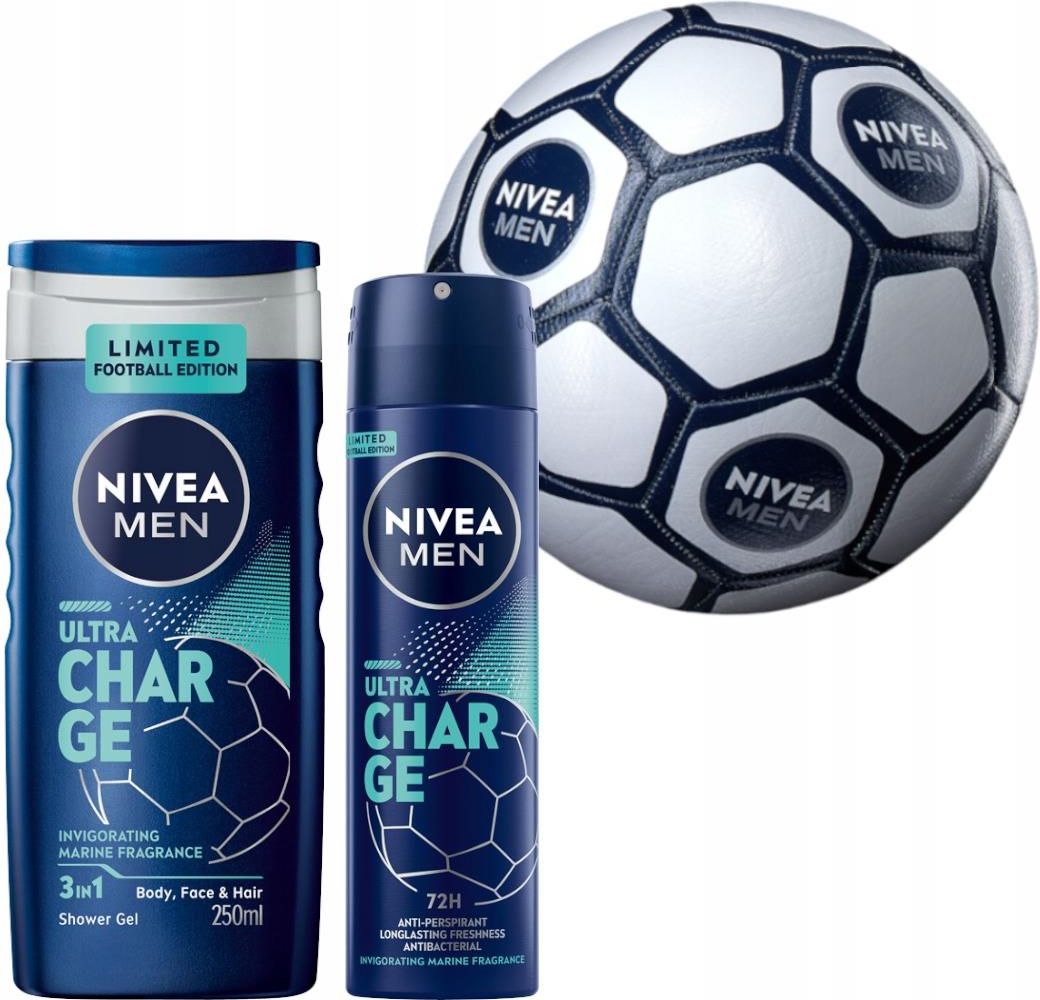 Kosmetyki do ciała dla mężczyzny Nivea Men Ultra Charge Żel Pod Prysznic 250ml + Antyperspirant ...