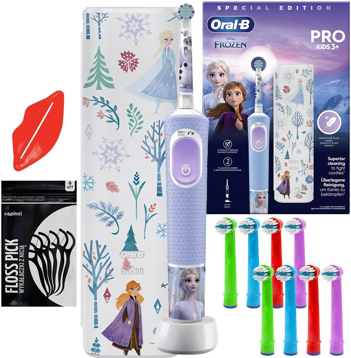 Szczoteczka Elektryczna Oral-B Vitality Pro D103 Frozen Elza + 8X Końcówki + Etui + Dodatki ...