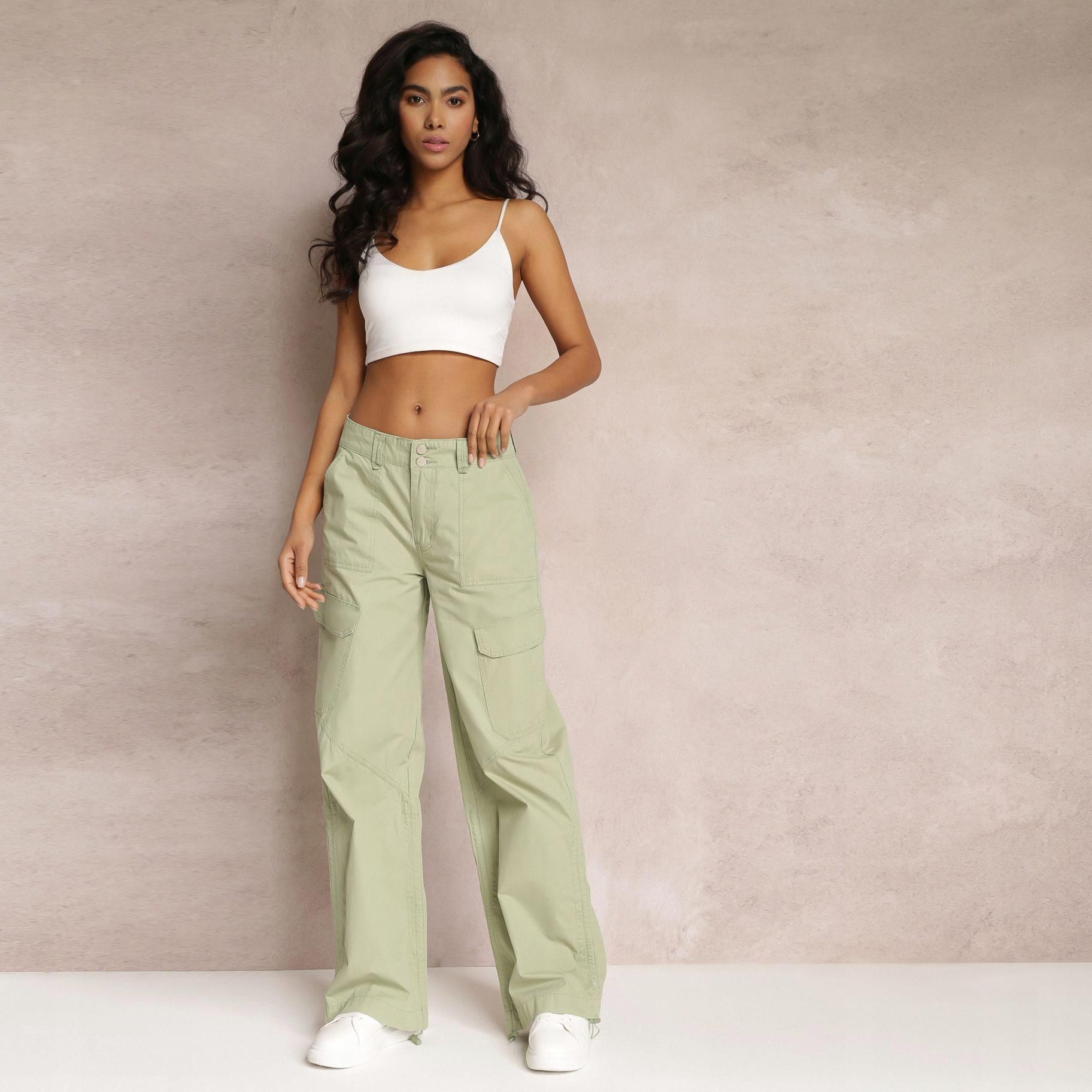 Renee Zielone Spodnie damskie 40 Szerokie Gładkie - Ceny i opinie ...