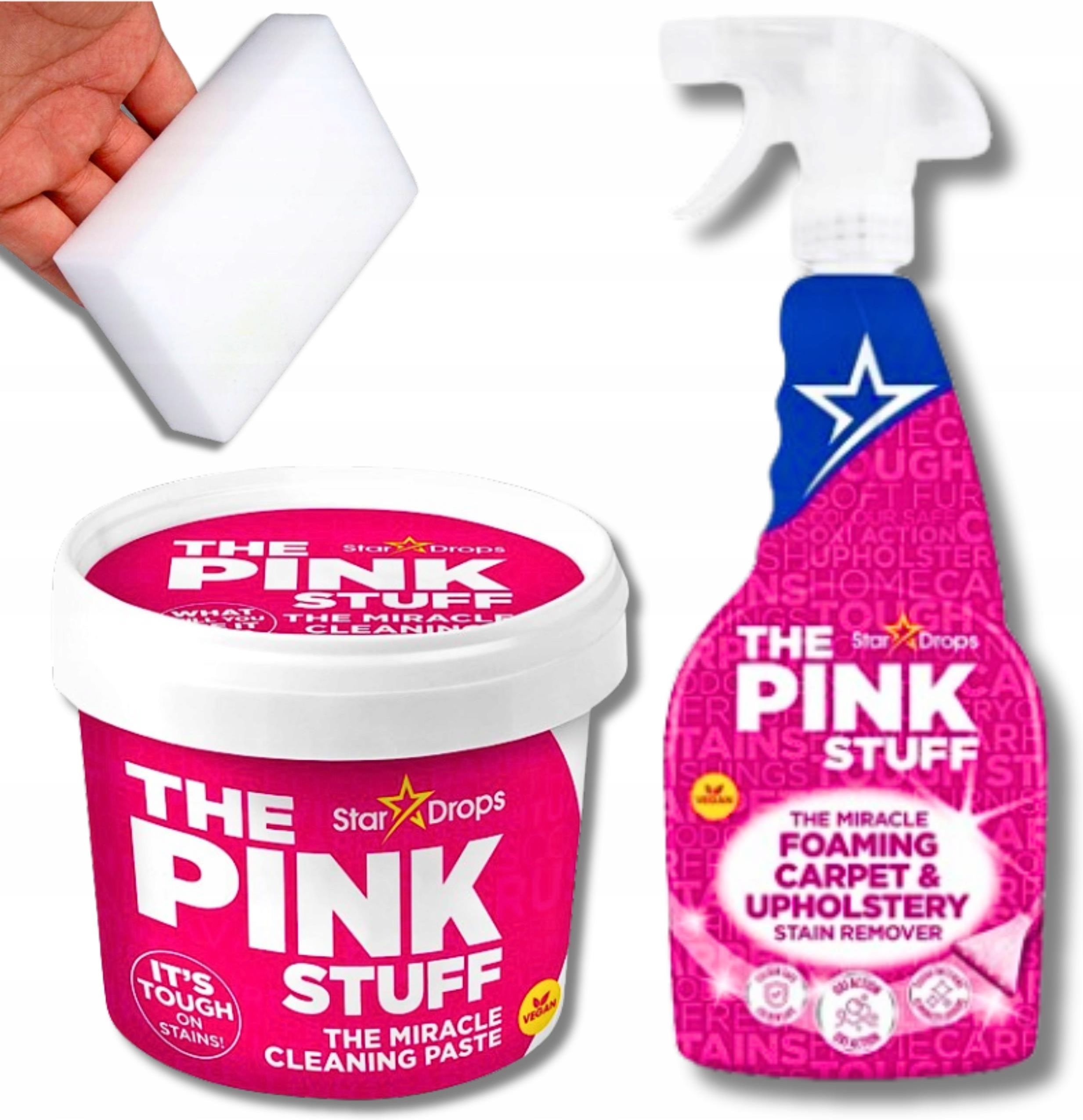 DUŻY ZESTAW THE PINK STUFF Pasta Czyszczenie + Płyn Do Dywanów + GĄBKA ...