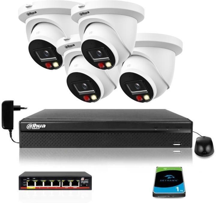 Zestaw do monitoringu Dahua Zestaw Monitoringu Ip 4 Kamery Ipc-Hdw2849Tm-S-Il-0280B 8Mpx ...