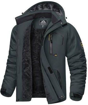 KEFITEVD Męska Narciarska Kurtka Zimowa Odpinanym Kapturem Kurtka ...