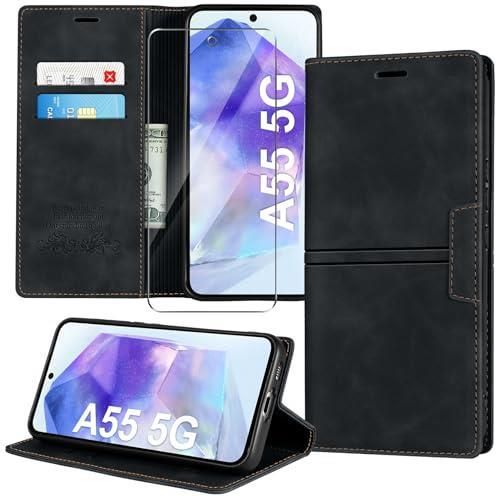 Guisessy Etui Na Telefon Komórkowy Samsung Galaxy A55 5G Skórzane Etui Z Folią Ze Szkła ...