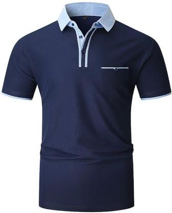 KUNJLELP Męska koszulka polo z krótkim rękawem gładka koszulka ...