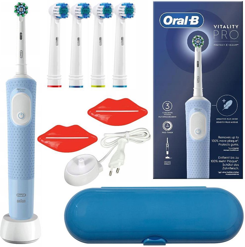 Szczoteczka Elektryczna Oral-B Vitality Pro D103 Blue + Etui Niebieski + 4X Końcówki + Dodatki ...