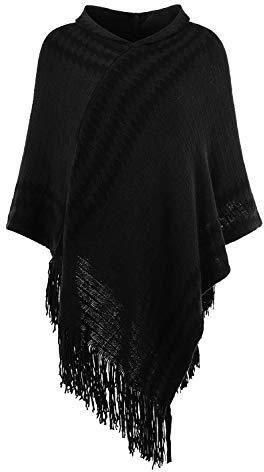 Ferand Damskie ponczo w paski, z wzorem zygzakowym i kapturem, wygodny ...