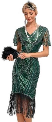 Viloree Gatsby sukienka damska w stylu lat 20. XX wieku, cekiny ...