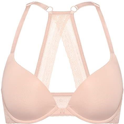 DOBREVA Biustonosze damskie zapinane z przodu Push Up Plunge Lace Racer ...