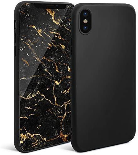 Moozy Minimalist Series Silikonowe Etui do iPhone X i iPhone XS, Czarny ...