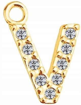 925 Zawieszka Litera V Z Kamieniami Srebro Pozłacane - Ceny i opinie - Ceneo.pl