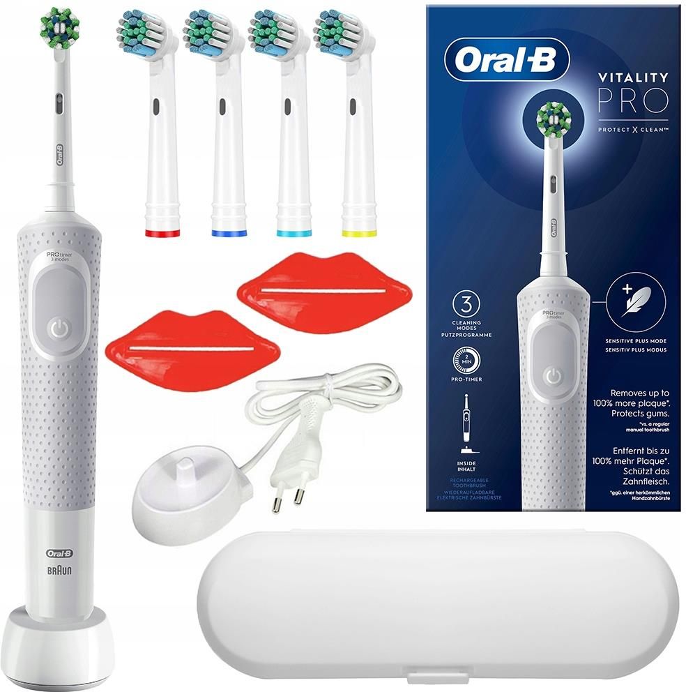 Elektryczna Szczoteczka Oral-B Vitality Pro D103 White + 4X Końcówki + Etui + Dodatki - Opinie i ...