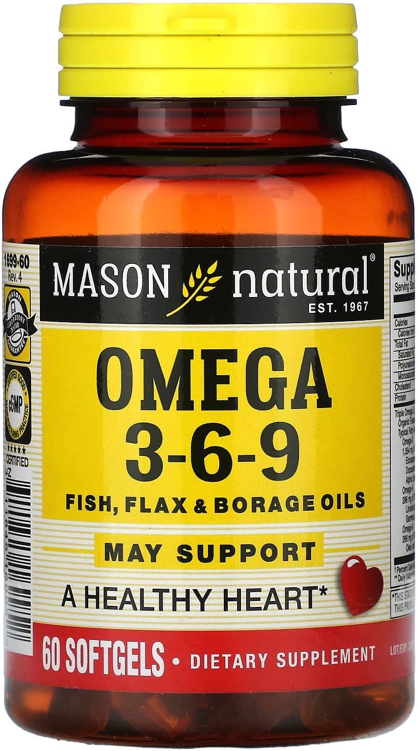 Mason Natural Omega 3-6-9 Fish Flax & Borage Oils 60 Kaps - Opinie i ceny na Ceneo.pl