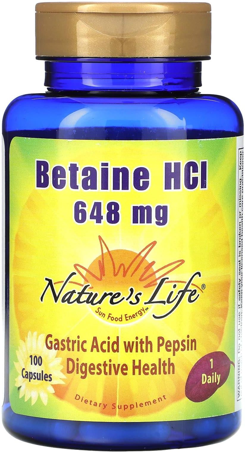 Nature'S Life Betaine Hcl 648 Mg 100 Kaps - Opinie i ceny na Ceneo.pl