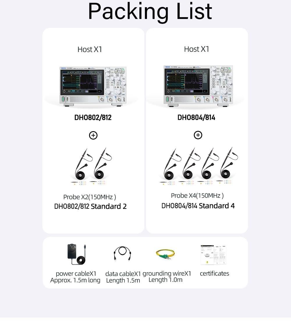 Miernik uniwersalny RIGOL DHO812 przenośny oscyloskop cyfrowy, szerokość pasma 100 MHz 12 bitów ...