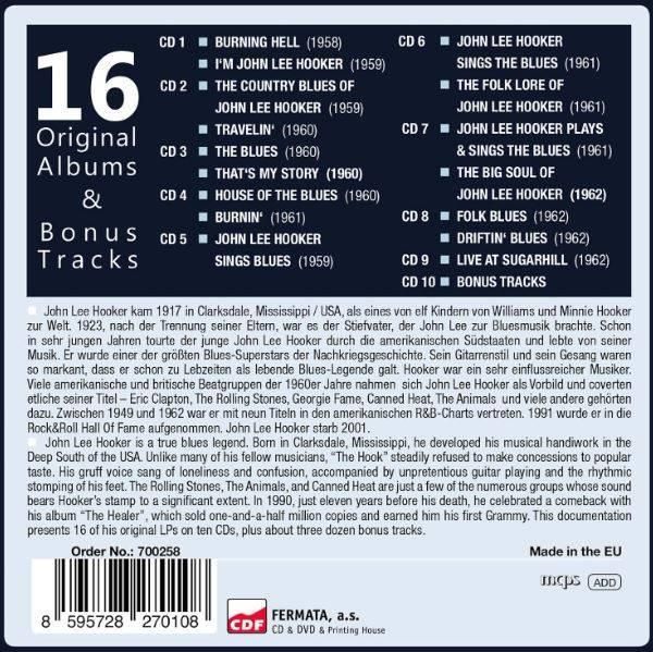 Płyta kompaktowa John Lee Hooker - Hooker - 16 Original Albums (10CD ...