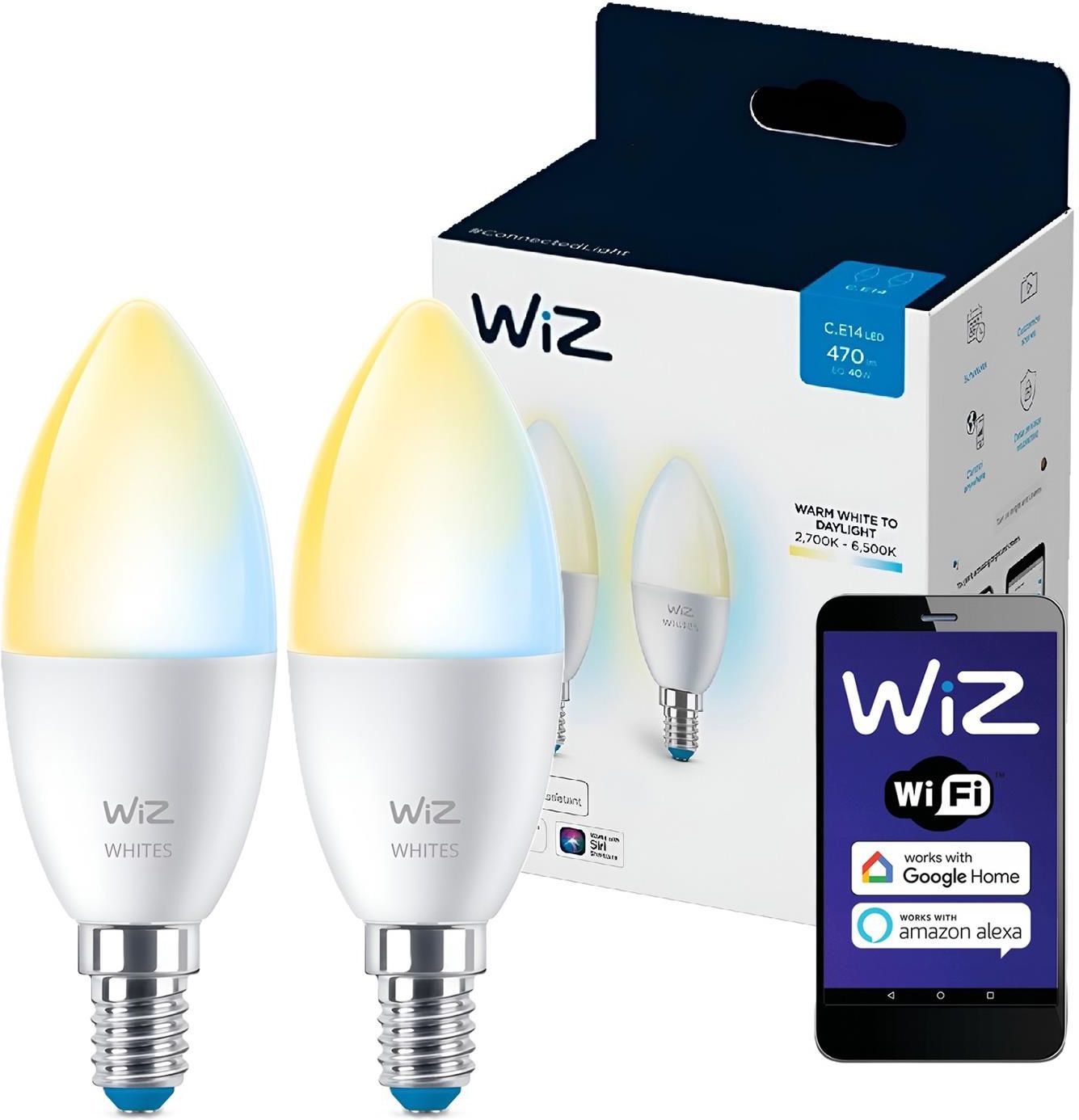 Wiz 2X Żarówka Led E14 C37 4,9W = 40W 2200-6500K Smart Wifi - Opinie i atrakcyjne ceny na Ceneo.pl